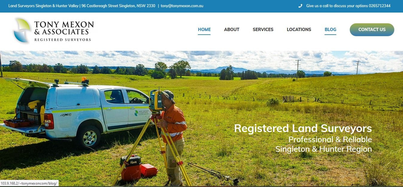 New Land Surveyor Website | Tony Mexon Surveyor Singleton & Hunter Valley
